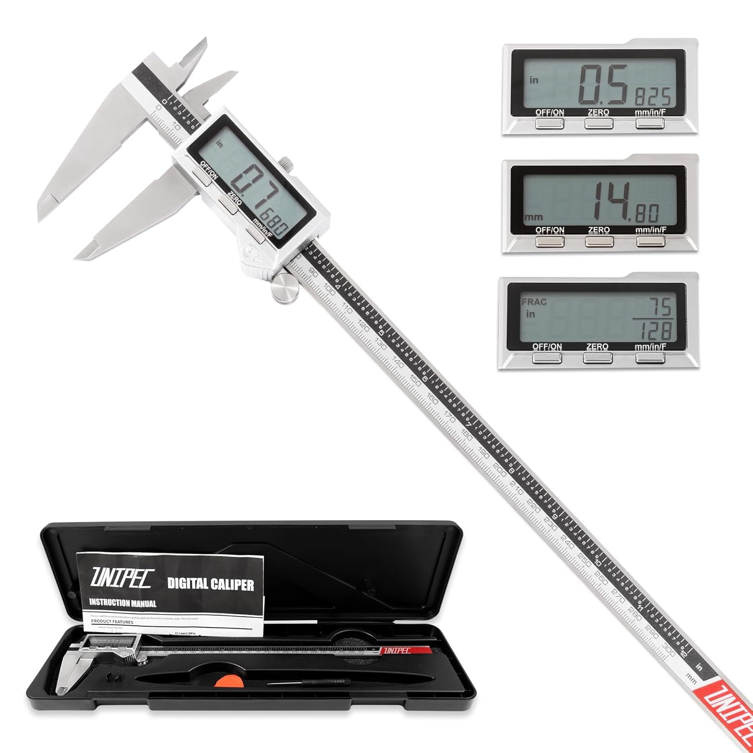 12 Inch Digital Caliper, 150mm Stainless Steel Measuring Tool, IP54 ...