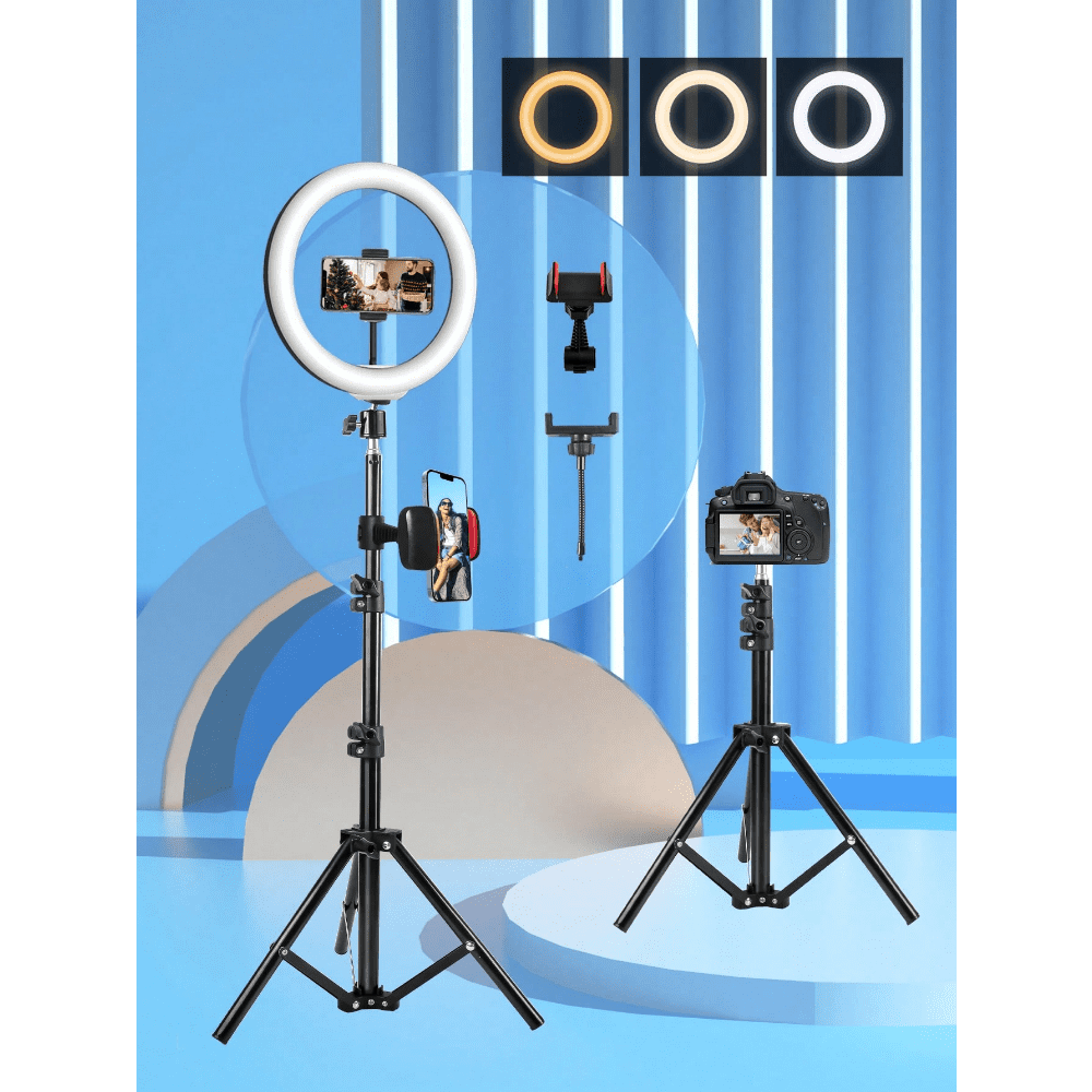 12-Inch Dimmable LED Ring Light, 110 Cm Tripod And 2 Phone Stands ...