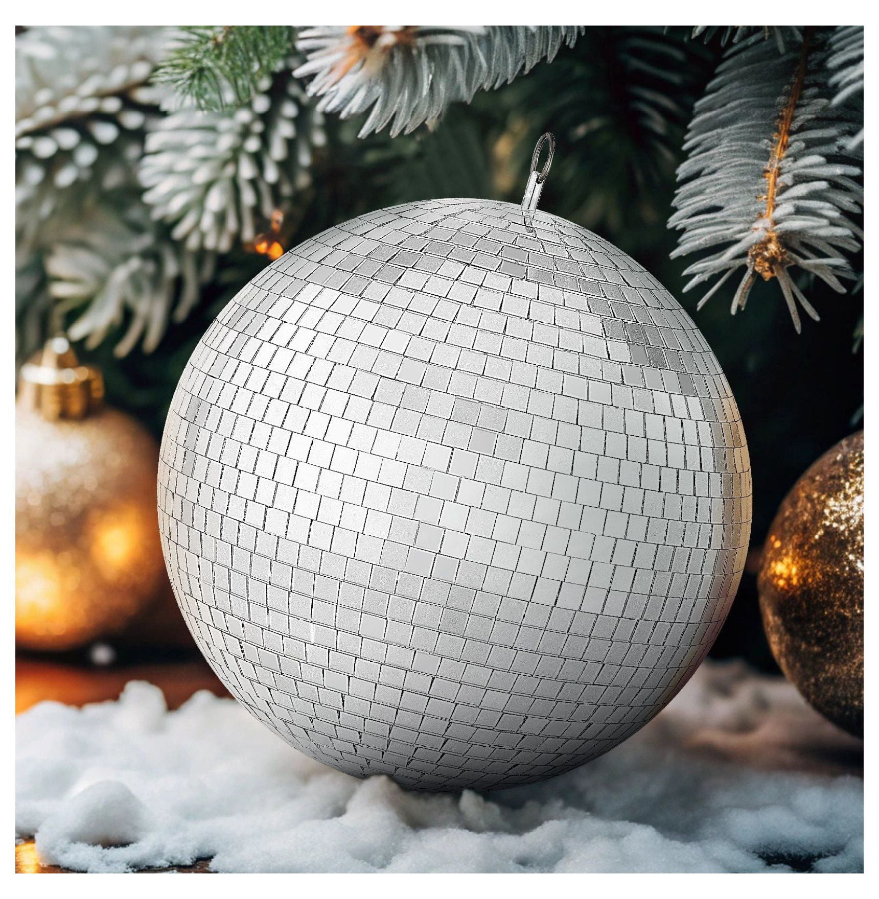 12 Inch Disco Ball Mirror Ball - Silver Party Lights Decor with Hanging ...