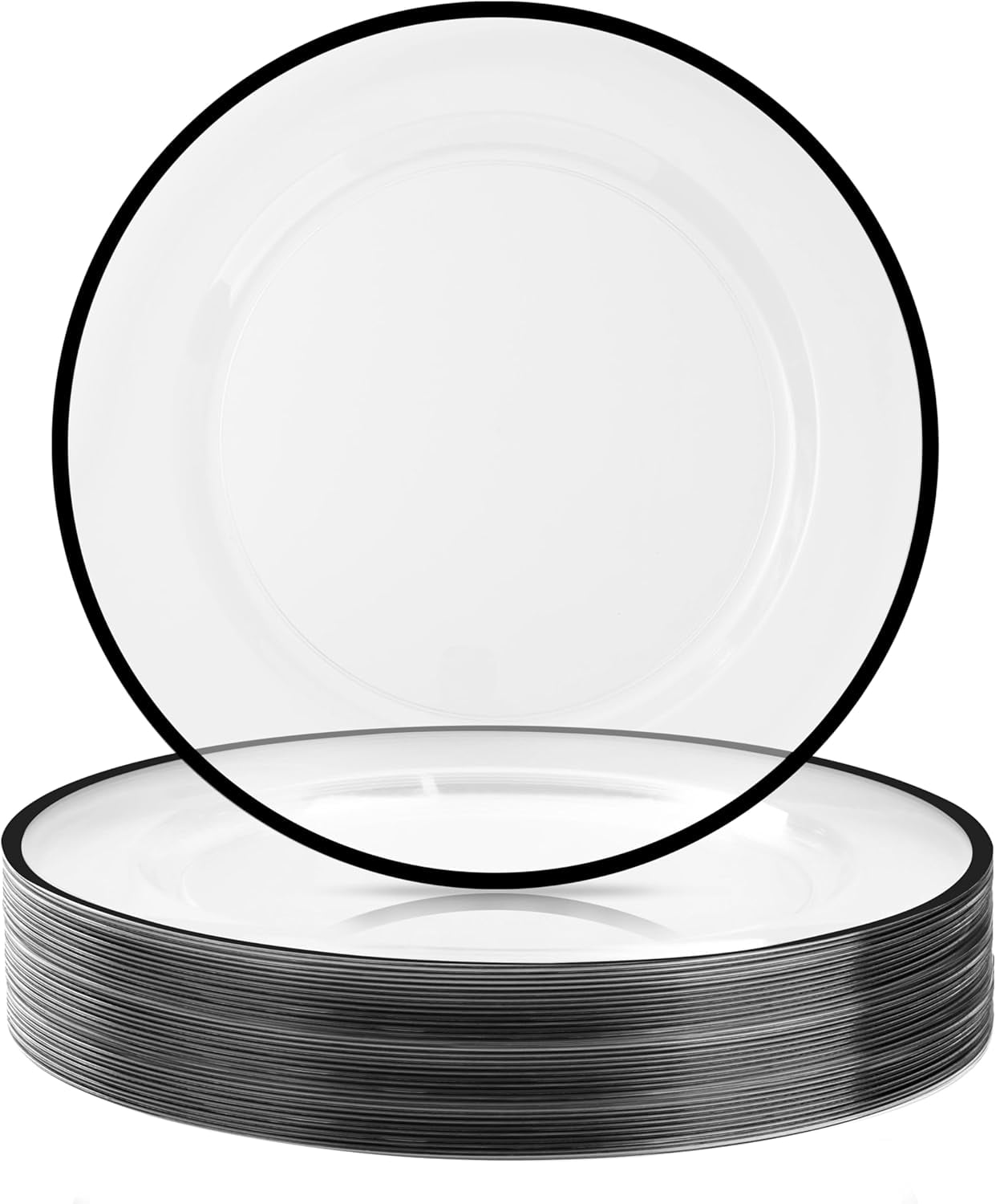 12 Inch Disposable Charger Plates, 50 Pack Plastic Clear Plates with ...