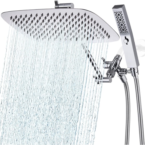 12 Inch Dual Square Shower with Handheld Combo, Rain Shower ...