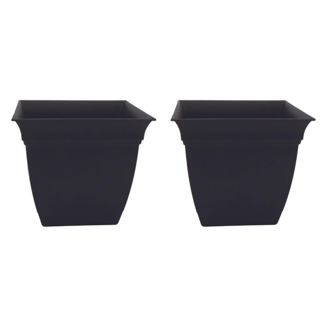 12 Inch Eclipse Square Planter with Saucer – Indoor Outdoor Plant Pot ...