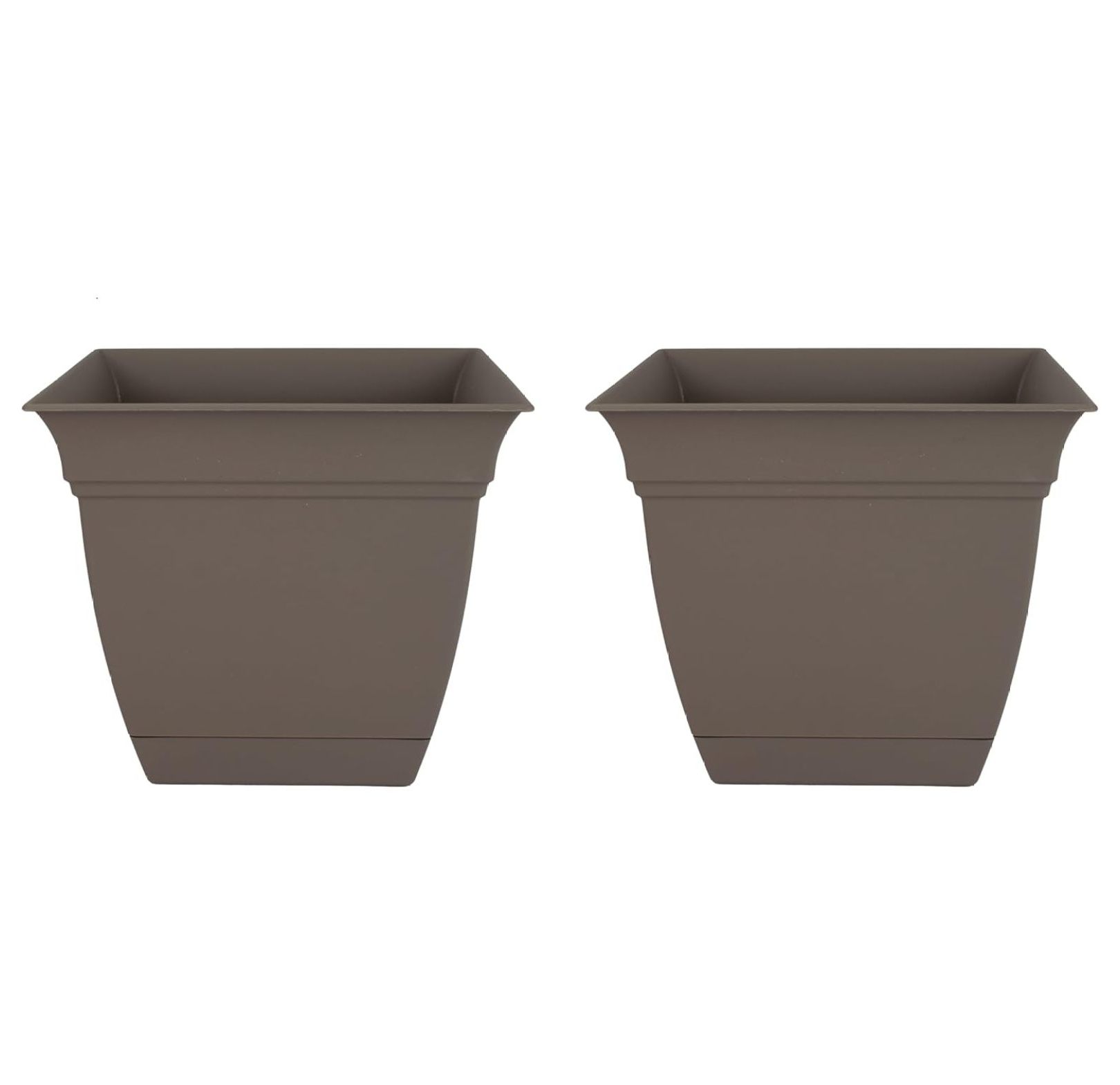 12 Inch Eclipse Square Planter with Saucer – Indoor Outdoor Plant Pot for Flowers Vegetables ...