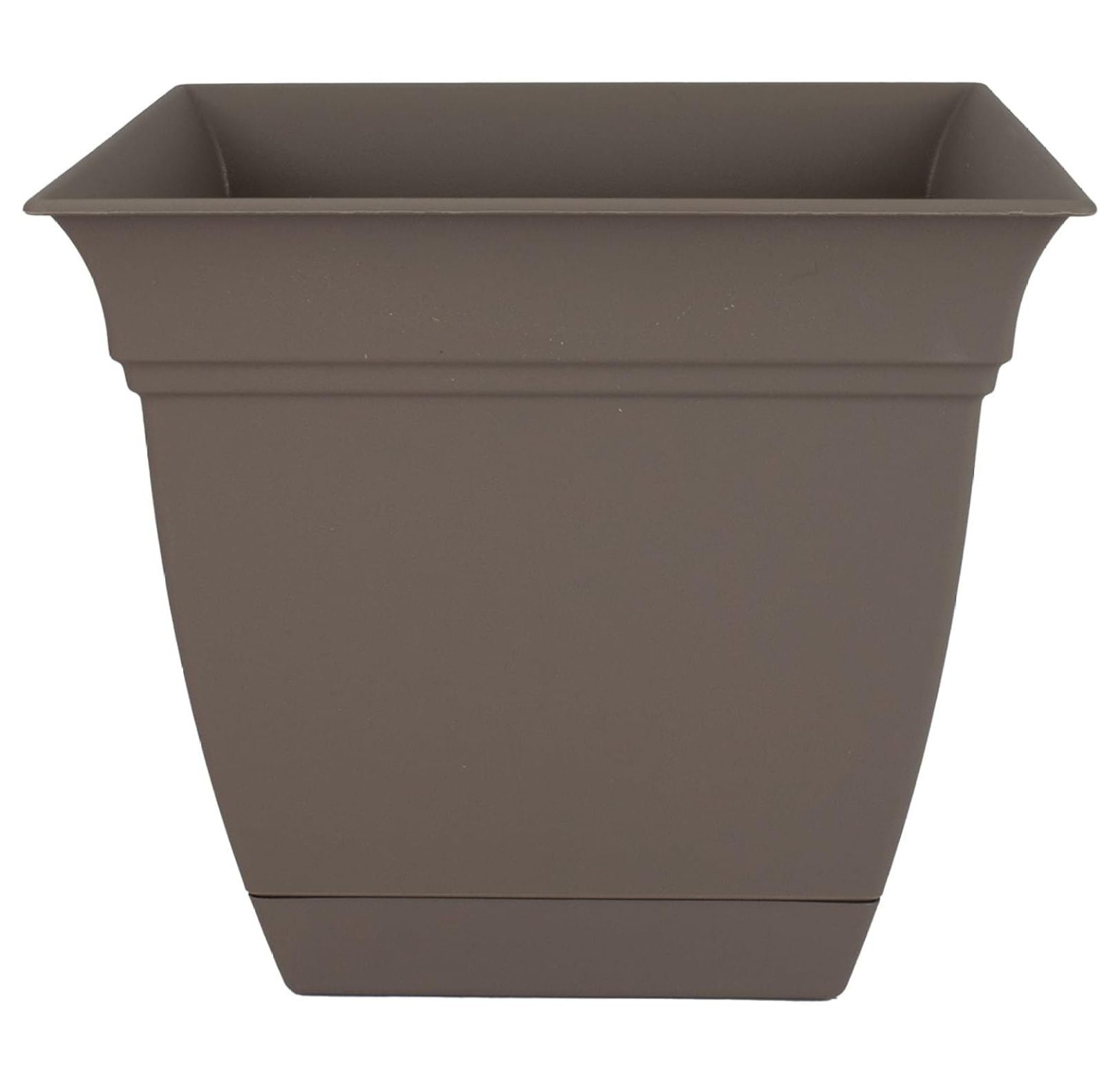 12 Inch Eclipse Square Planter with Saucer – Indoor Outdoor Plant Pot for Flowers Vegetables ...