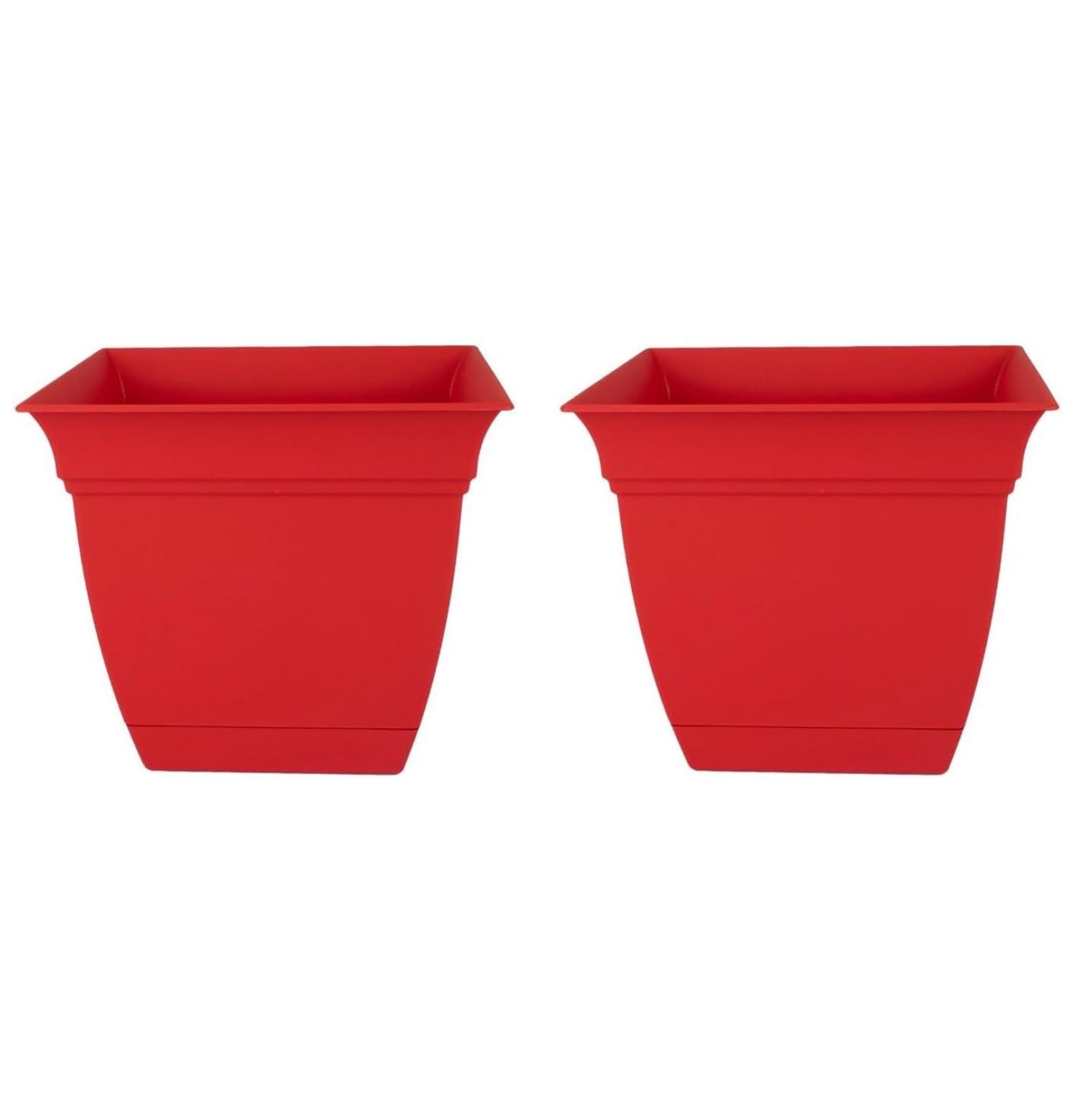 12 Inch Eclipse Square Planter with Saucer – Indoor Outdoor Plant Pot ...