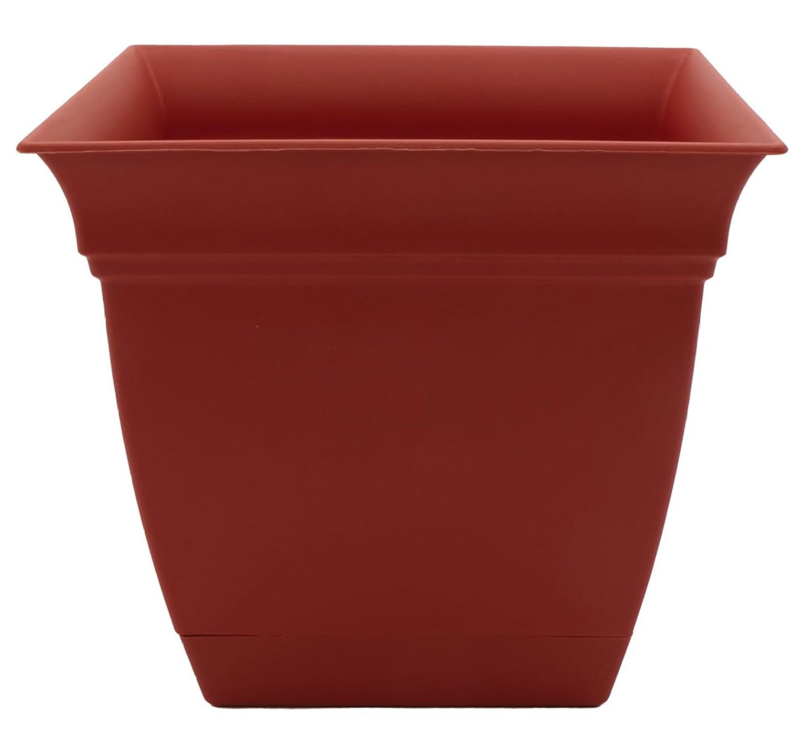12 Inch Eclipse Square Planter with Saucer - Indoor Outdoor Plant Pot ...
