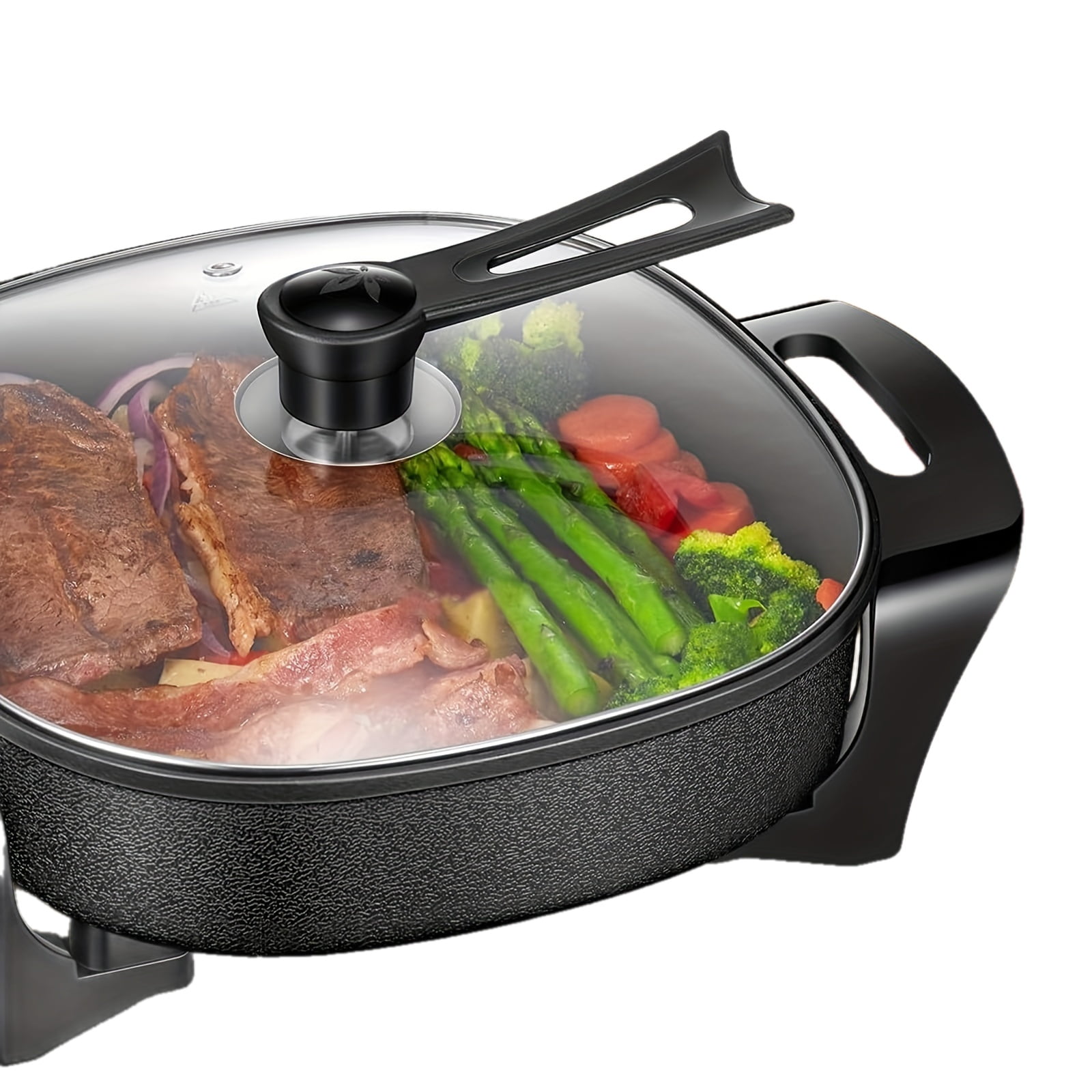 "12 Inch Electric Skillet - 1360W Deep Non-Stick Frying Pan with ...