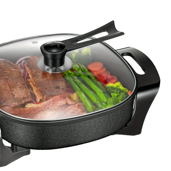 "12 Inch Electric Skillet - 1360W Deep Non-Stick Frying Pan with ...