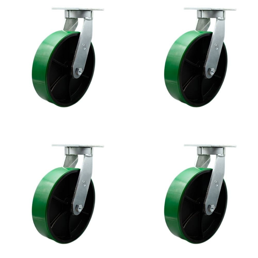 12 Inch Extra Heavy Duty Green Poly on Cast Iron Wheel Swivel Caster ...