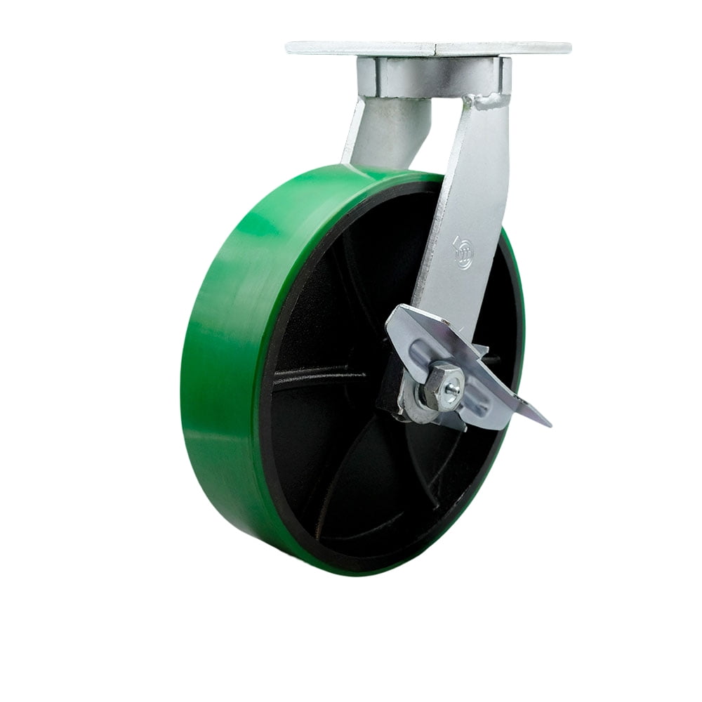 12 Inch Extra Heavy Duty Green Poly on Cast Iron Wheel Swivel Caster ...