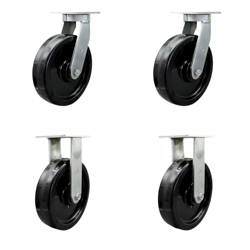 12 Inch Extra Heavy Duty Phenolic Wheel Caster Set 2 Swivel 2 Rigid Set ...