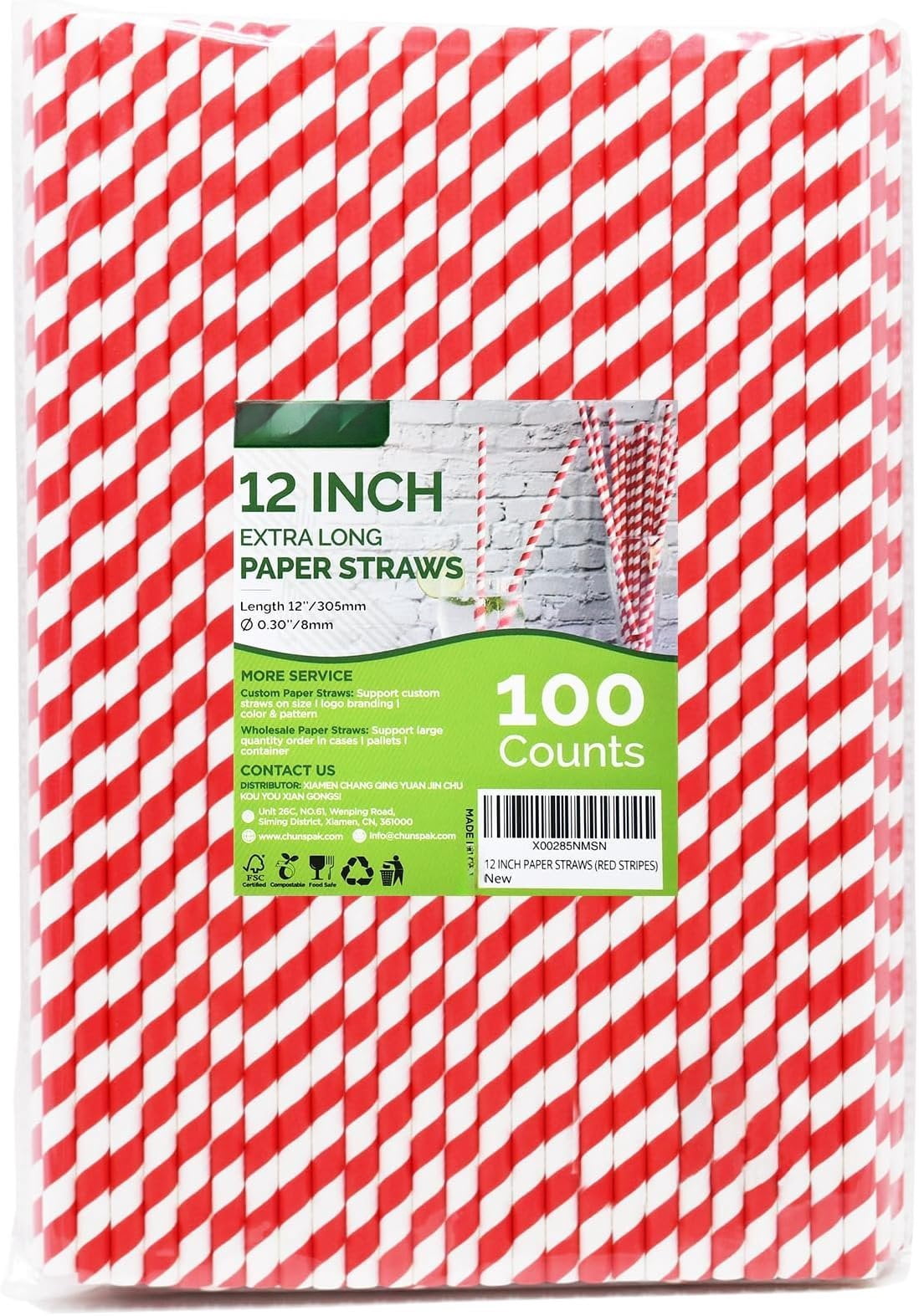 12 Inch Extra Long Large Paper Drinking Straws 8mm Wide - For Smoothies ...