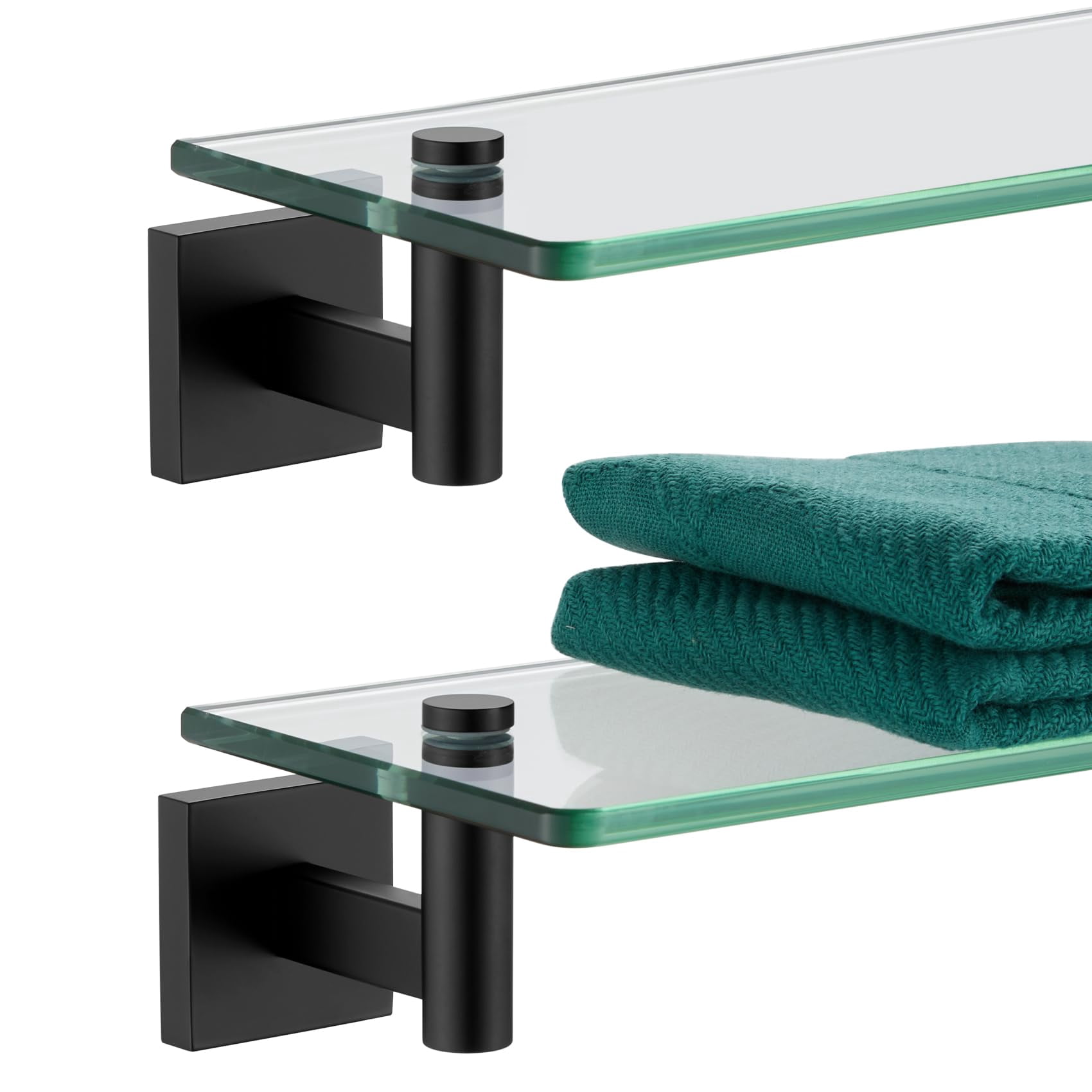 12-Inch Floating Glass Shelf - Stainless Steel, Wall Mounted - Walmart.com
