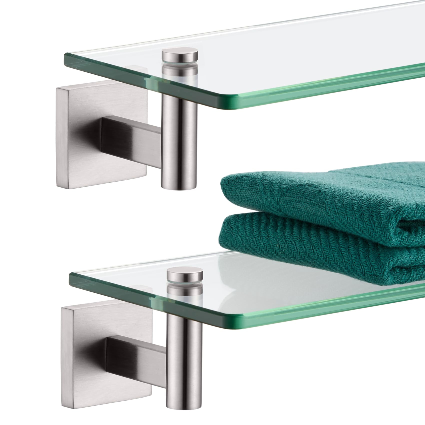 12-Inch Floating Glass Shelf - Stainless Steel, Wall Mounted - Walmart.com