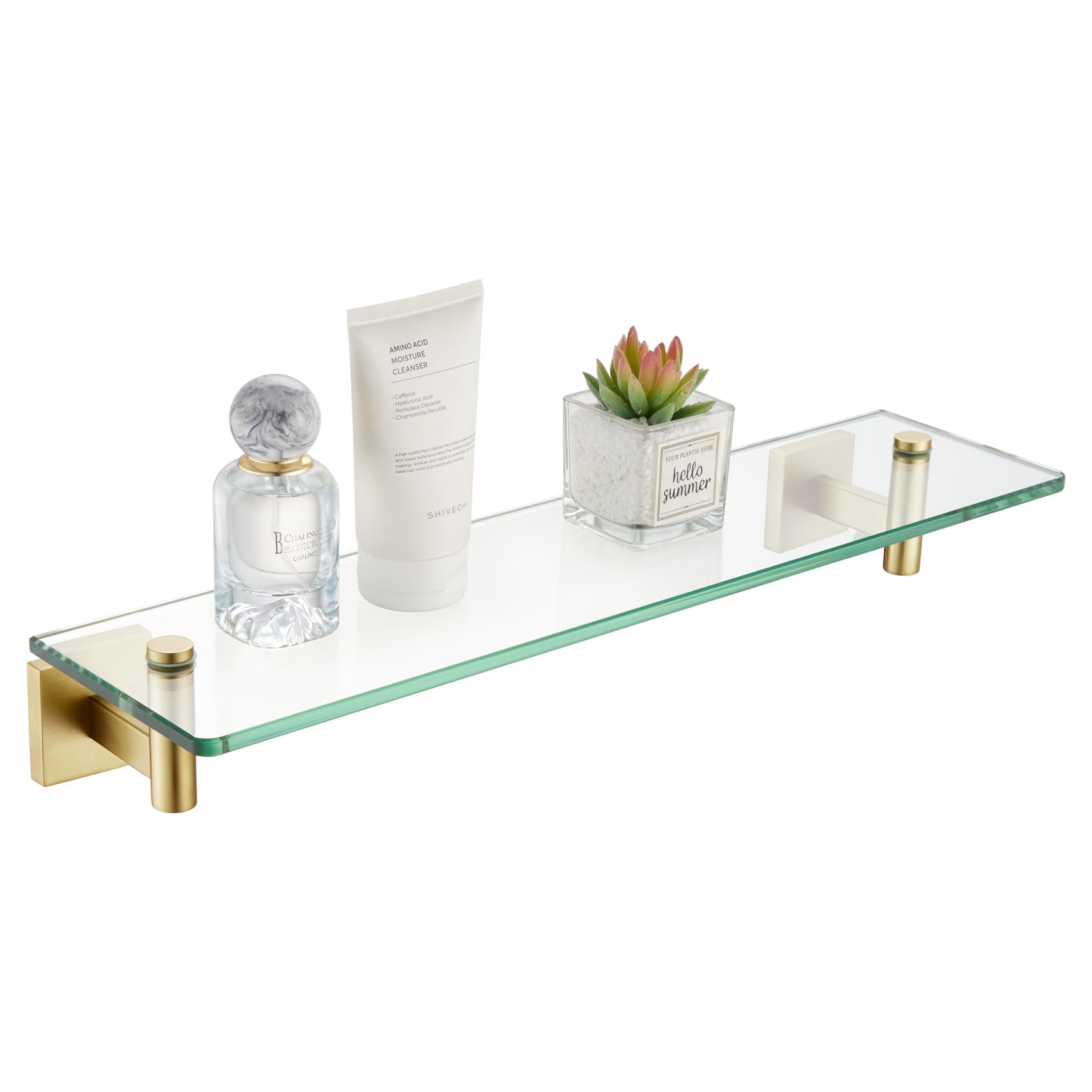 12-Inch Floating Glass Shelf - Stainless Steel, Wall Mounted - Walmart.com