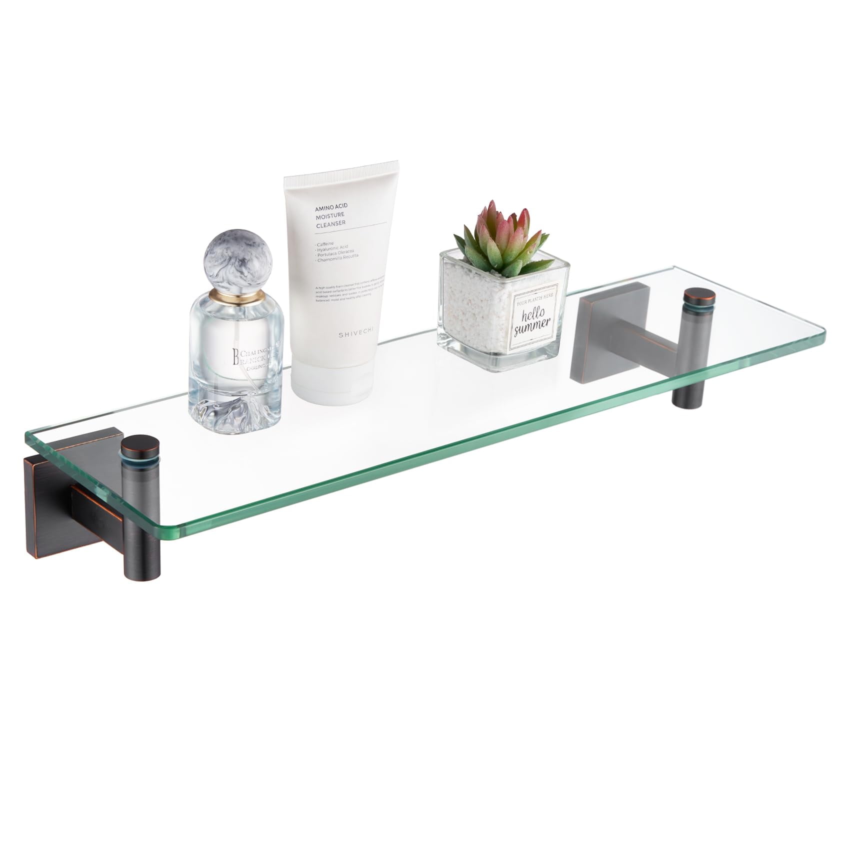 12-Inch Floating Glass Shelf - Stainless Steel, Wall Mounted - Walmart.com