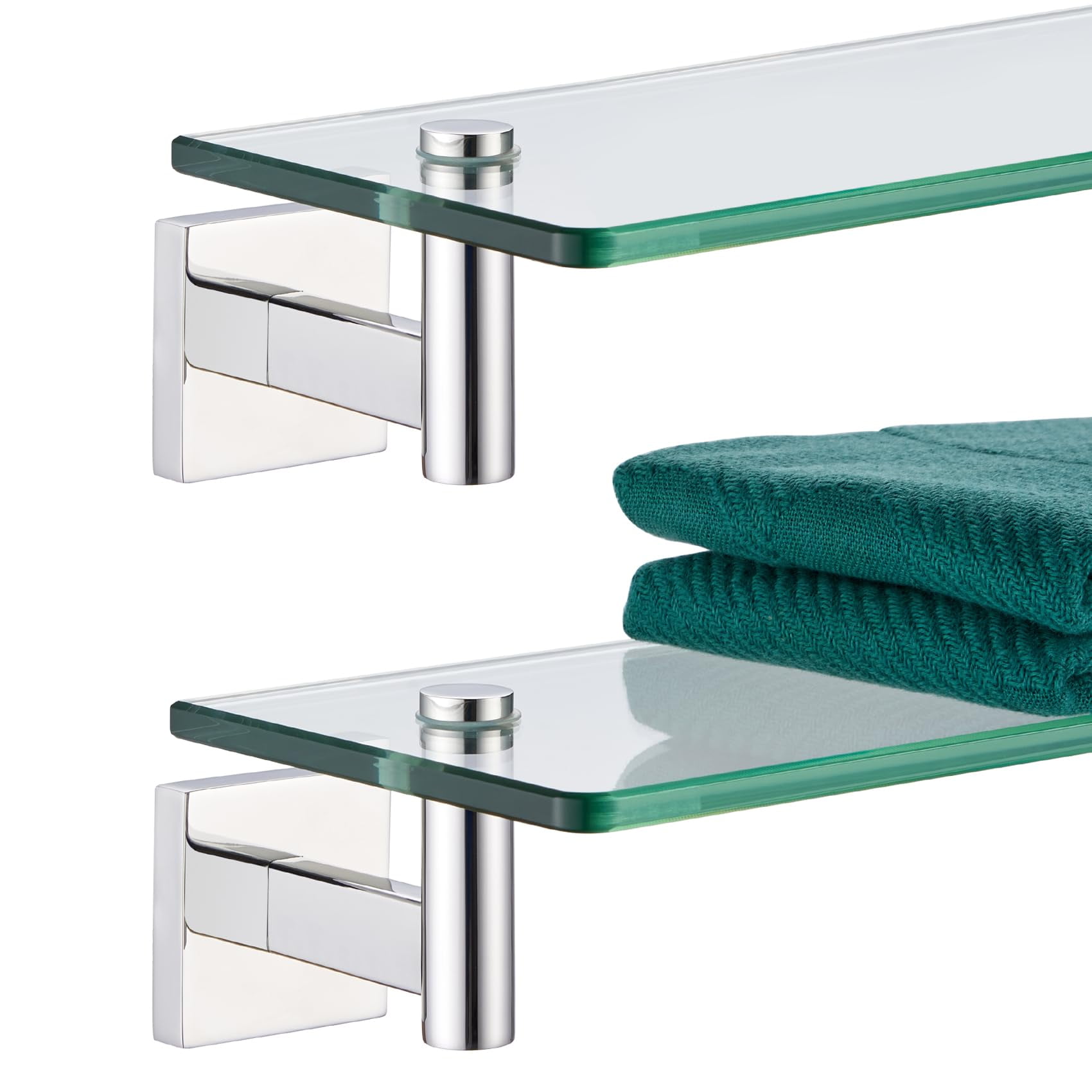 12-Inch Floating Glass Shelf - Stainless Steel, Wall Mounted - Walmart.com