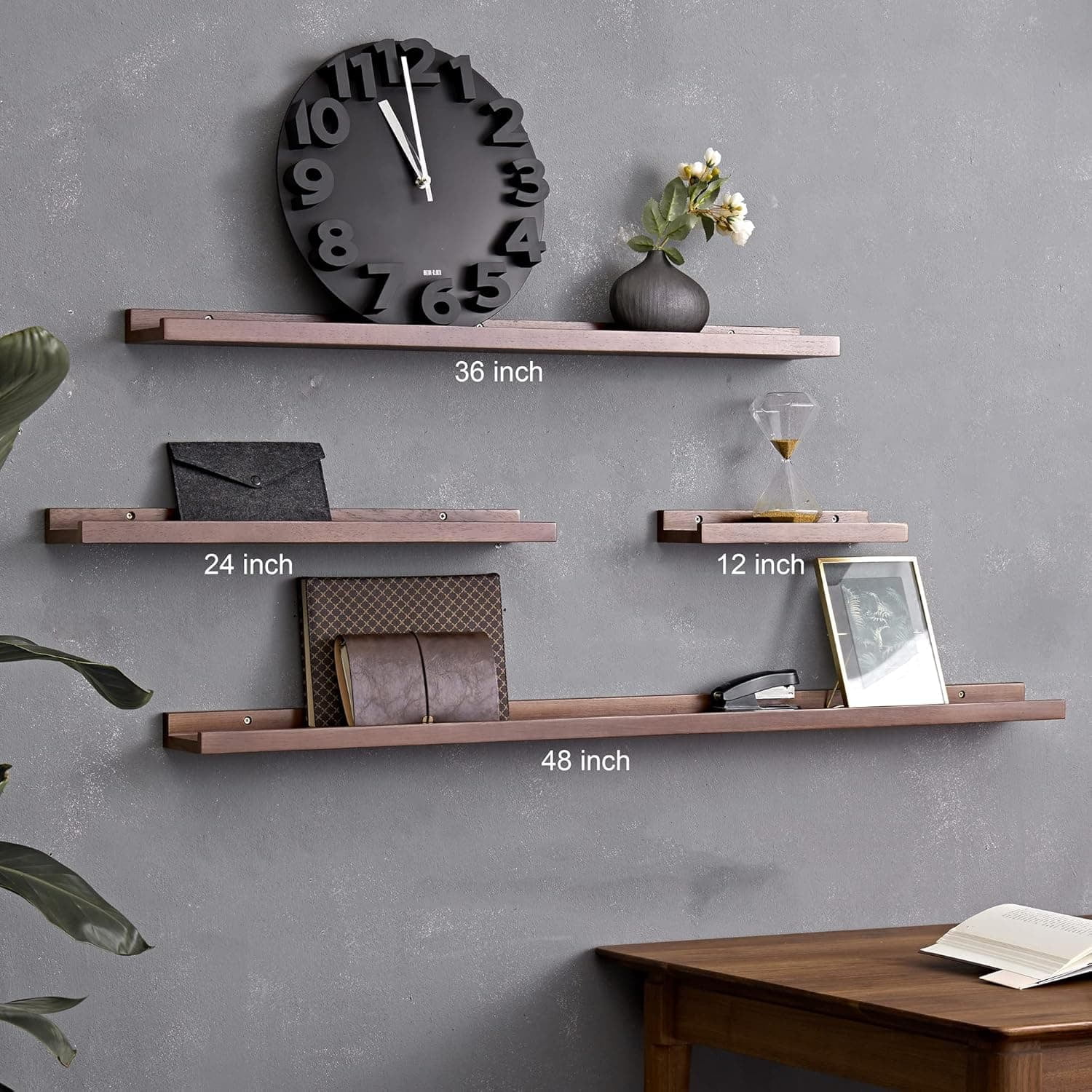 12 Inch Floating Shelves Wall Mounted Set of 2, Rustic Wall Shelves for ...