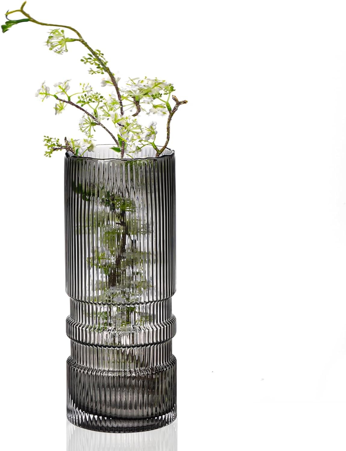 12 Inch Flower Vase, Smoke Gray Thickened Glass Vase, Tall Vase Home ...