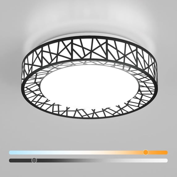 12 Inch Flush Mount Ceiling Light, Modern Black LED Ceiling Light ...