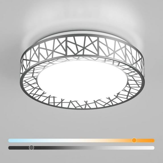 12 Inch Flush Mount Ceiling Light, Modern Brushed Nickel Ceiling Light ...