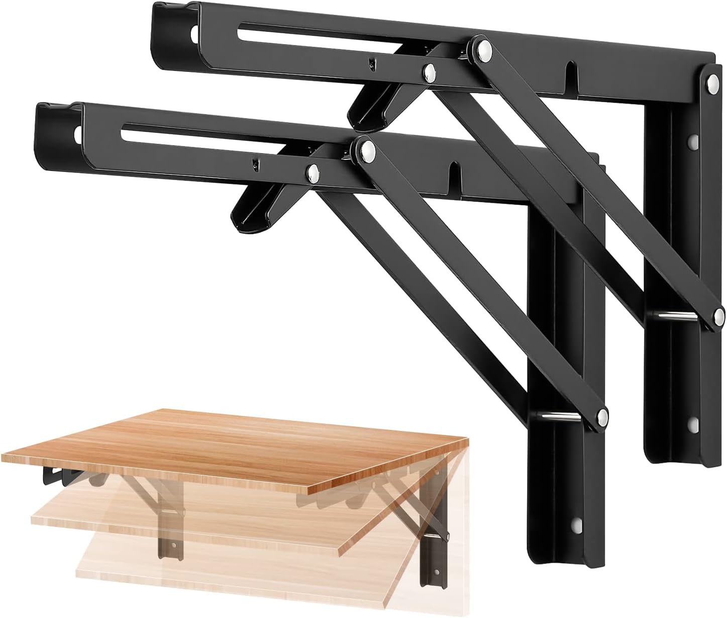 12 Inch Folding Shelf Brackets - Matte Black Collapsible Heavy Duty ...
