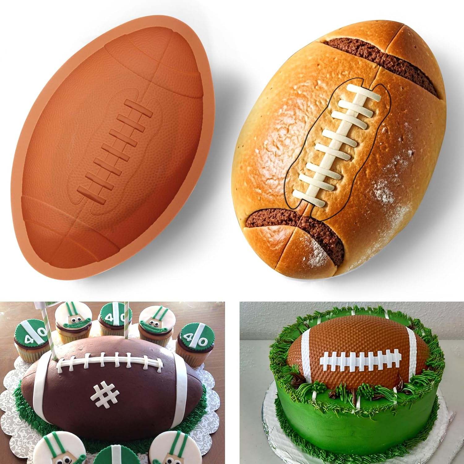 12 Inch Football Cake Pan, 3D Football Molds for Baking, Large Football ...