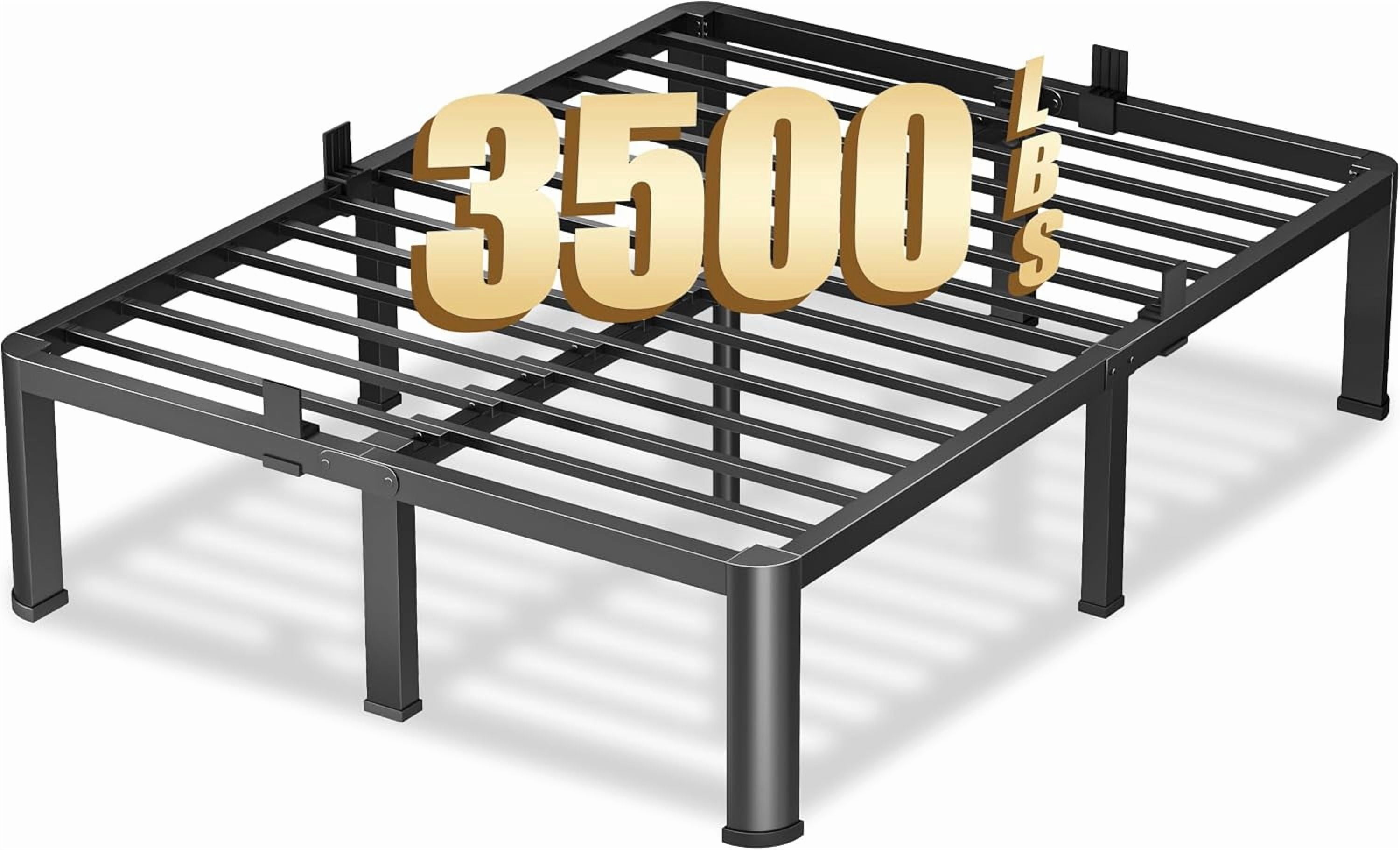 12 Inch Full 3500 lbs Bed Frame with Round-Corner & Anti-Squeak Design ...