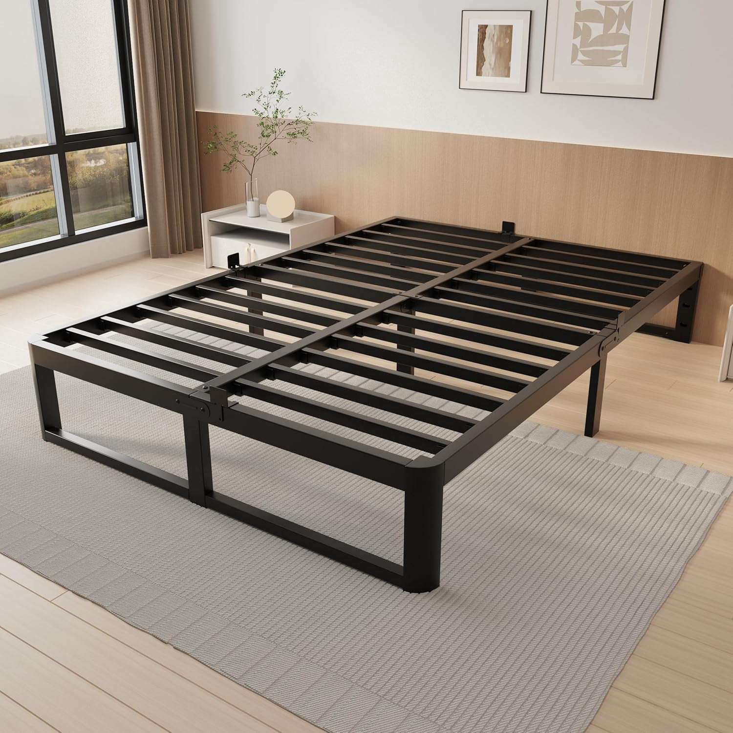 12 Inch Full Bed Frame, Platform with Metal Gaskets, Anti-Slip Mattress ...