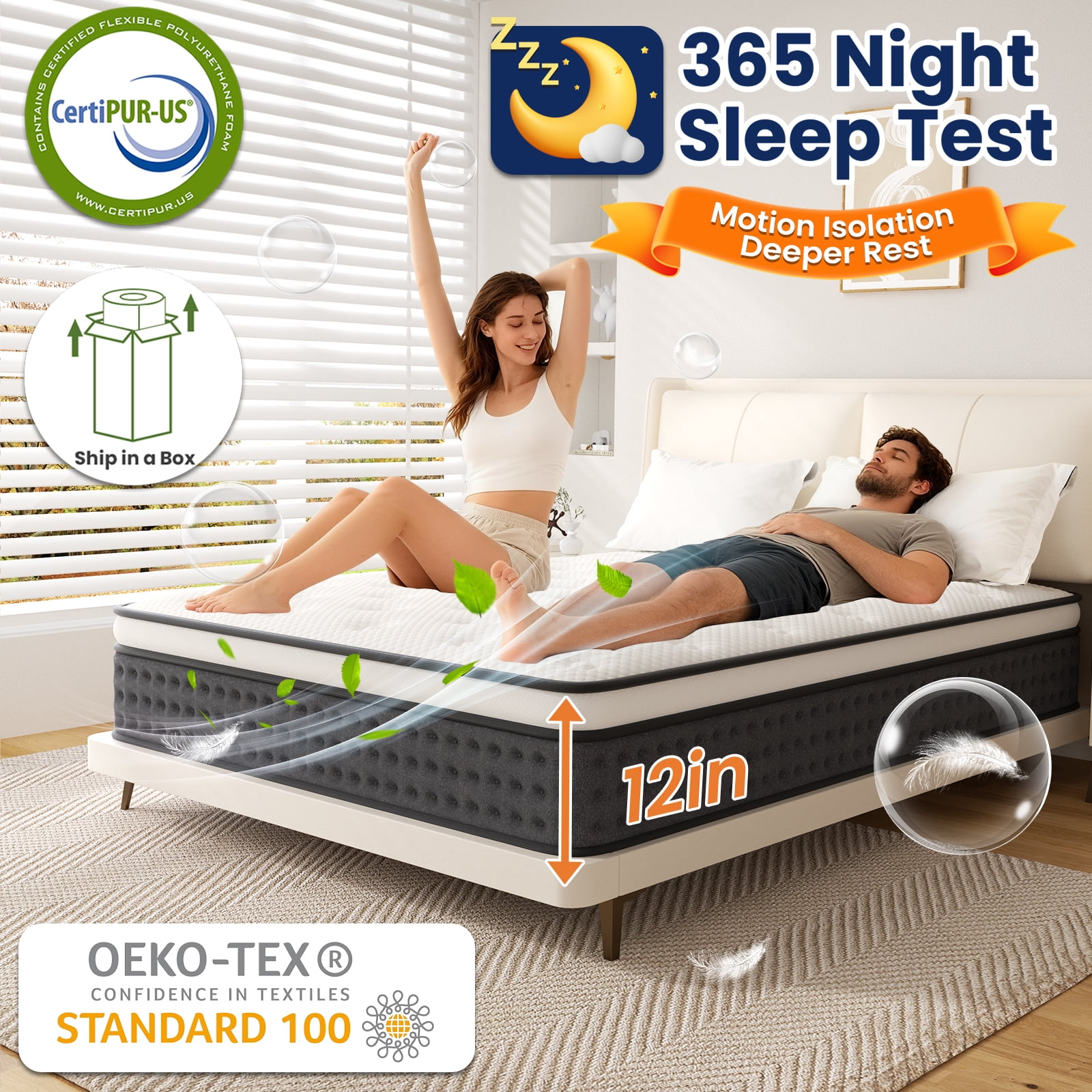 Full Size Mattress, Gusoul 12 inch Medium Comfort Tight Top Memory Foam ...