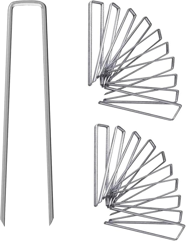 12 Inch Galvanized Garden Landscape Staples Stakes, 25 50 100 PCS Anti ...