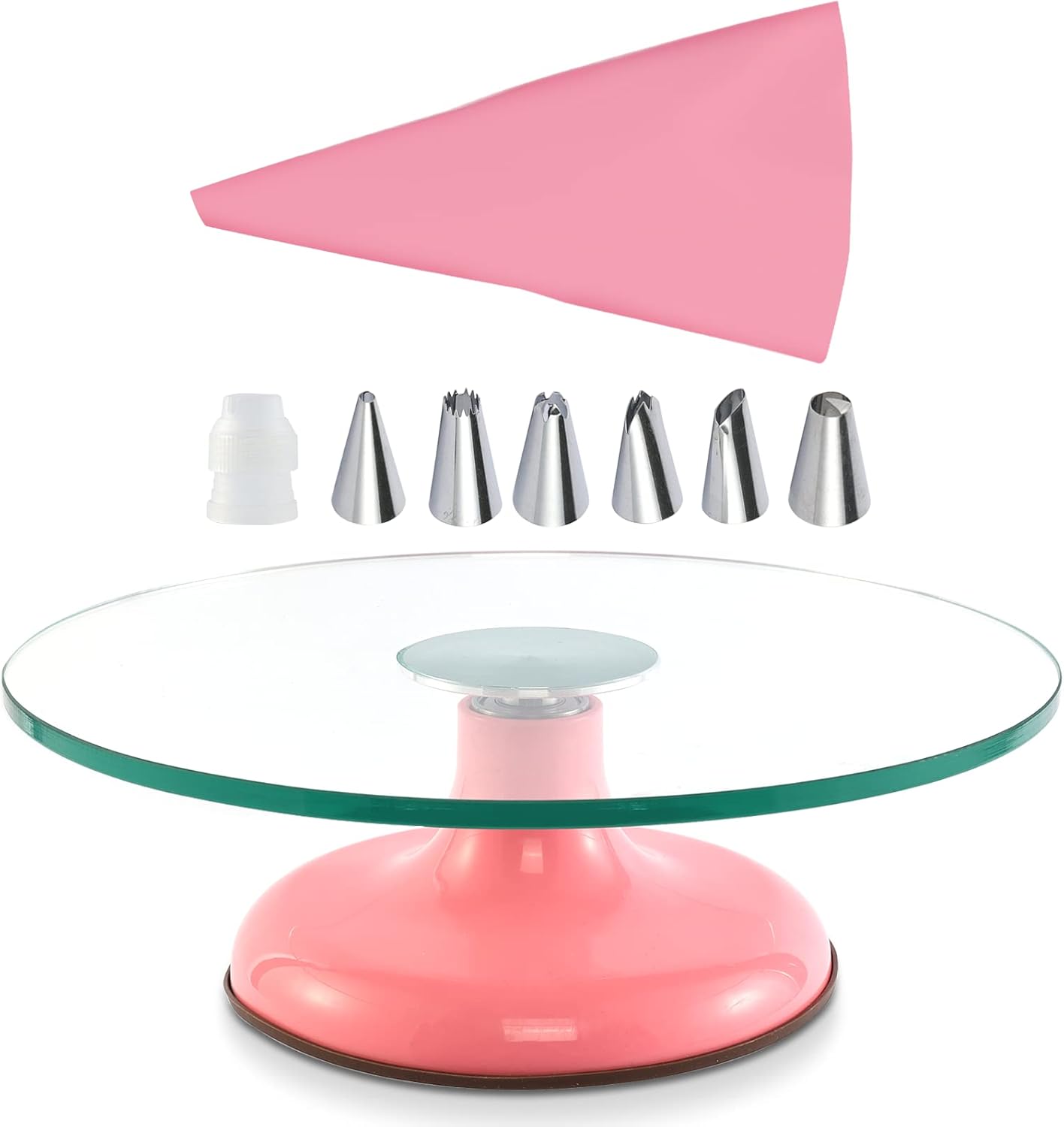 12 Inch Glass Cake Turntable Spinner Stand for Decorating Birthday ...