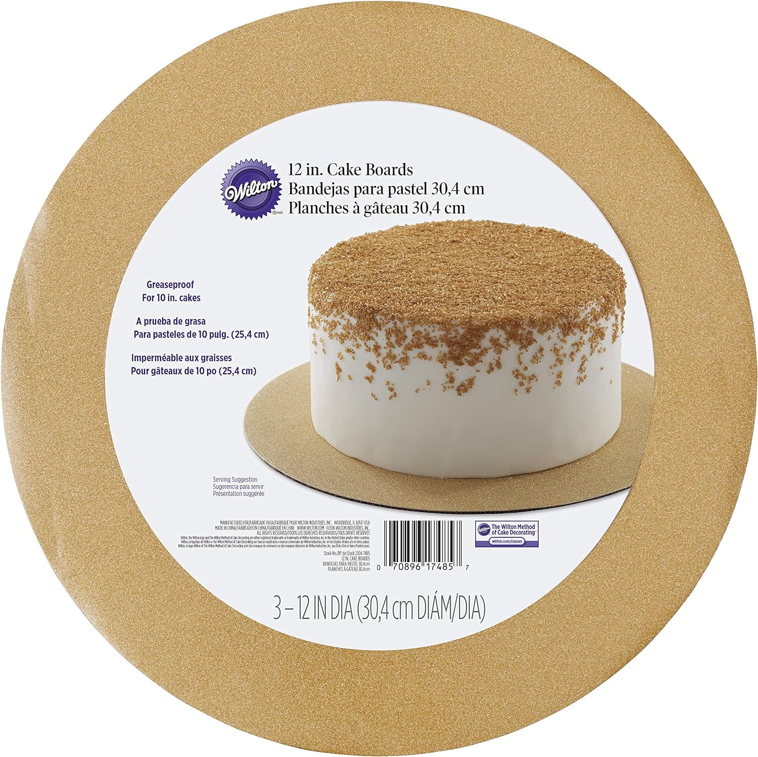 12 Inch Gold Glitter Round Cake Circle Boards - 3 Pieces - Walmart.com