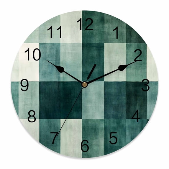 12 Inch Gradient Green Square Wall Clock, Modern Watercolor Art Battery ...