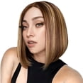 12-Inch Gradient Yellow Women's Wig - Versatile Center-Parted Style for ...