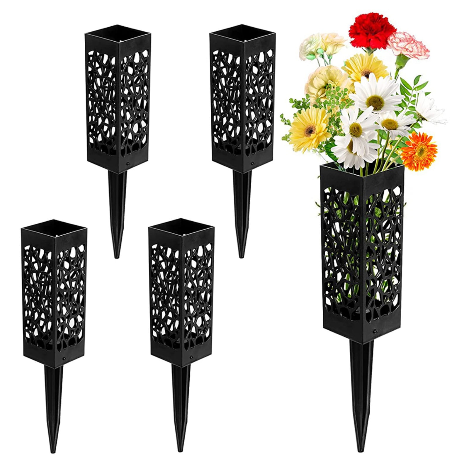12 Inch Grave Vases for Cemetery with Stake, Graveside Flower Holder ...