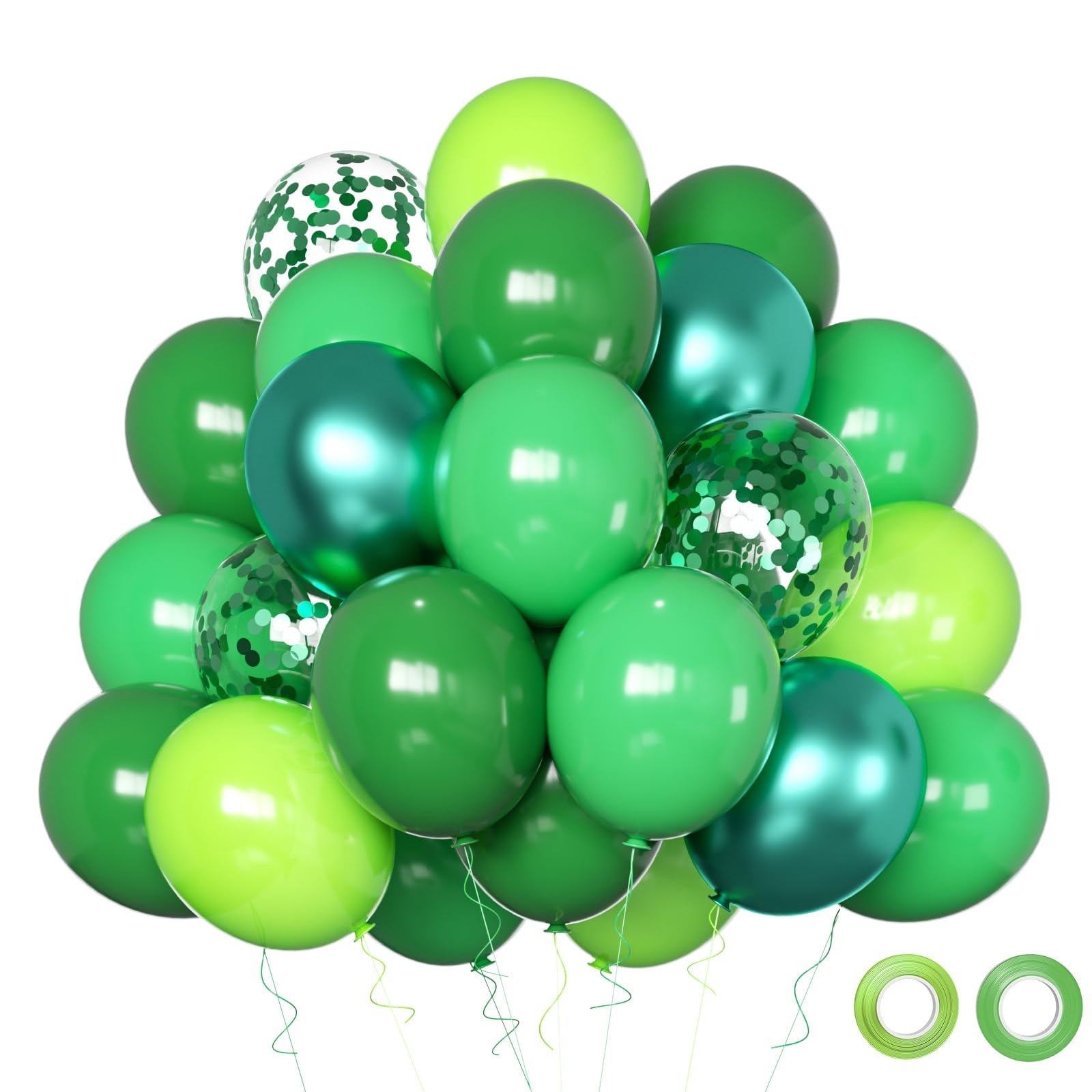 12 Inch Green Balloons 50pcs, Dark Emerald Lime Metallic Green Latex ...