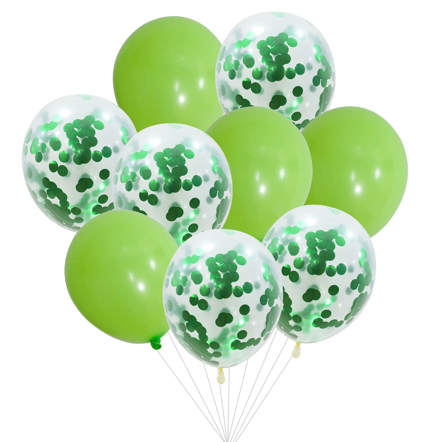 12 Inch Green Balloons Set Transparent Sequin Confetti Balloons Unique ...