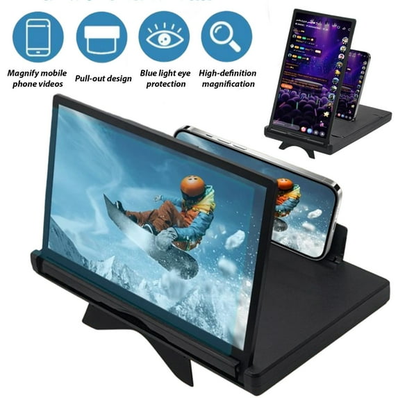 12 Inch HD Portable Screen Magnifier - for Phones, 2-3X Zoom, Foldable ...