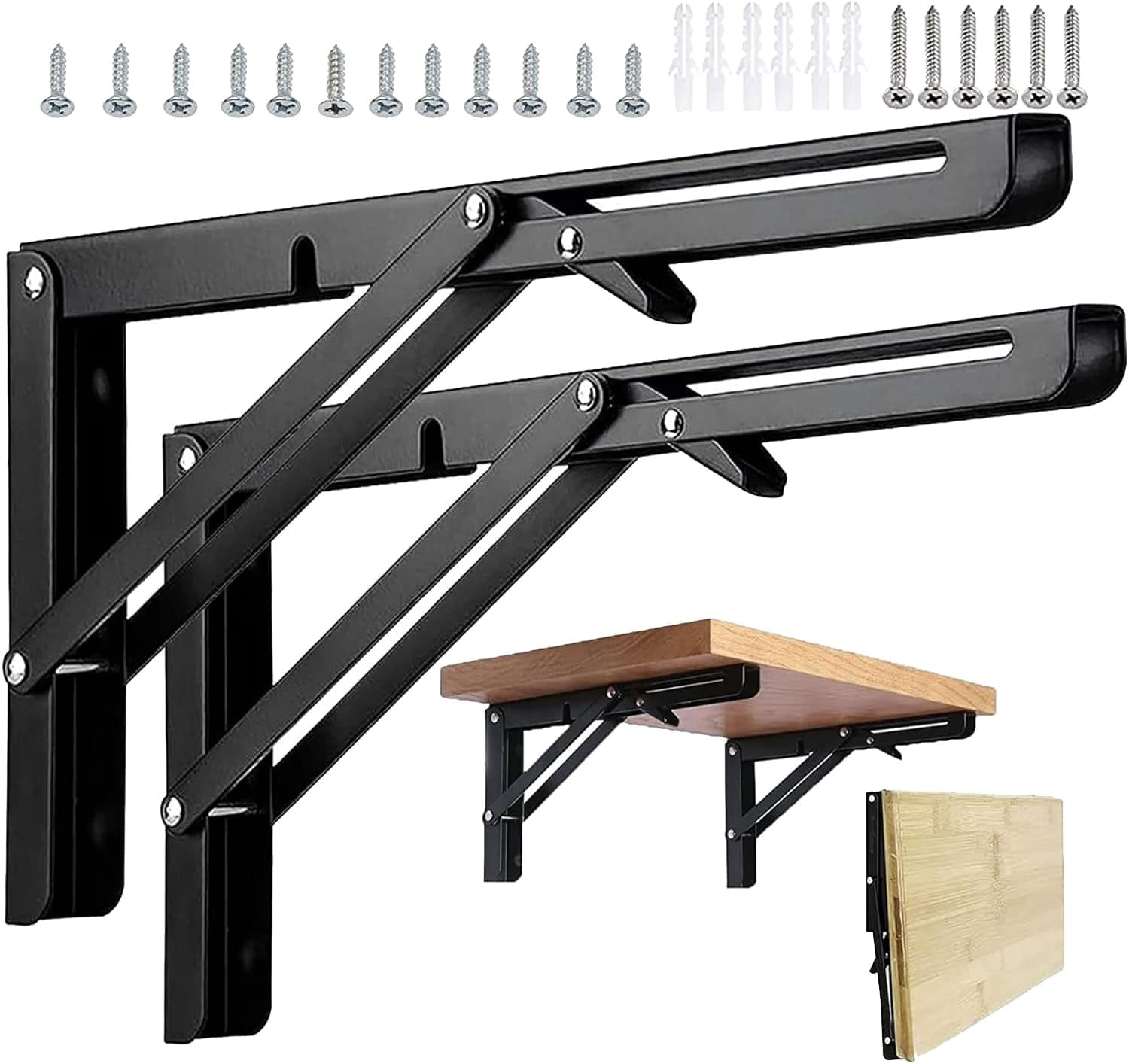 12 Inch Heavy Duty Folding Shelf Brackets (2 Pack) - Stainless Steel ...