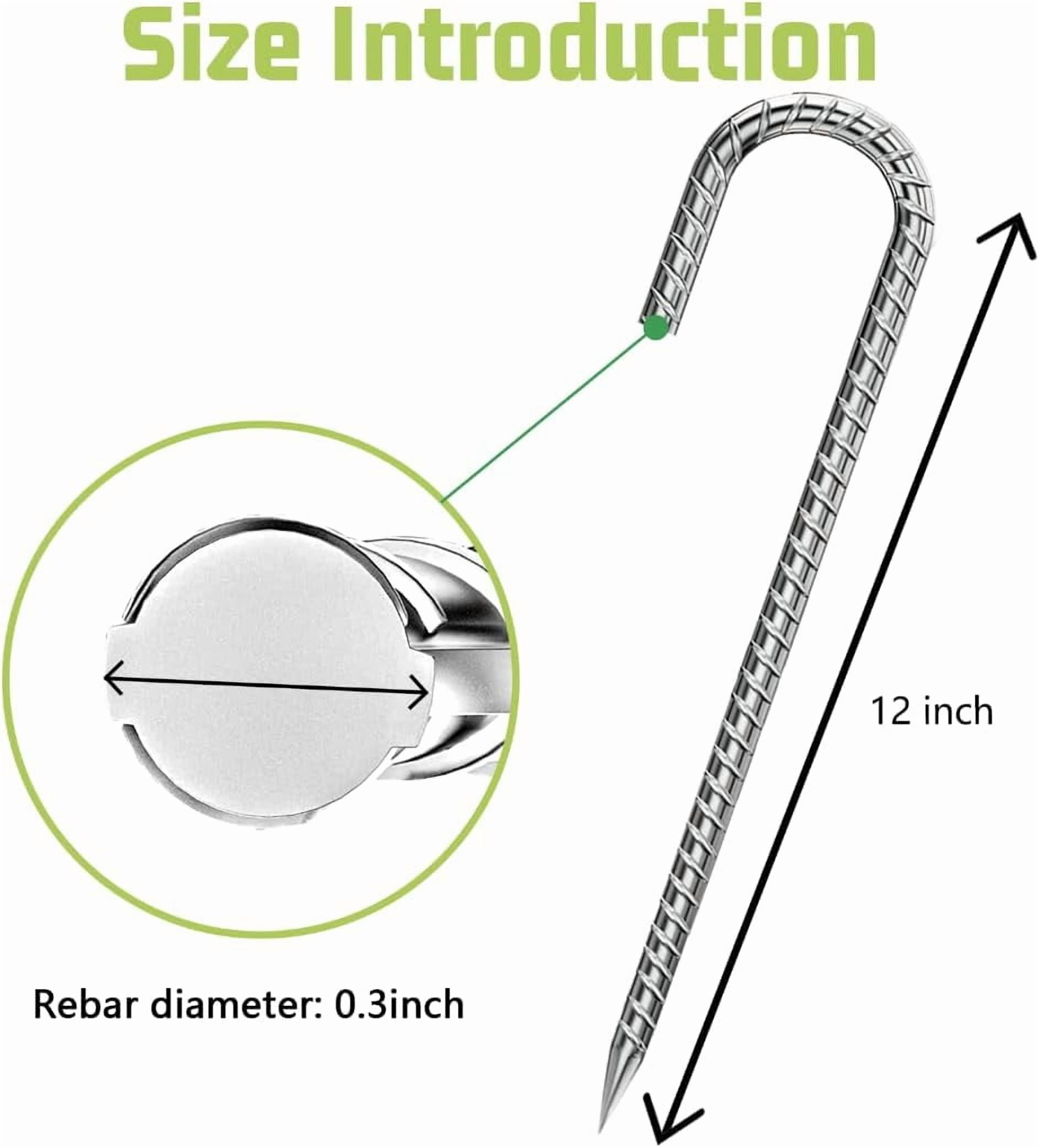 12-Inch Heavy Duty Ground Stakes with J-Hook, Anti-Rust Galvanized ...