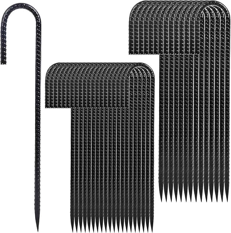 12 Inch Heavy Duty Rebar Stakes, 20-Pack Galvanized Steel J Hook Tent ...