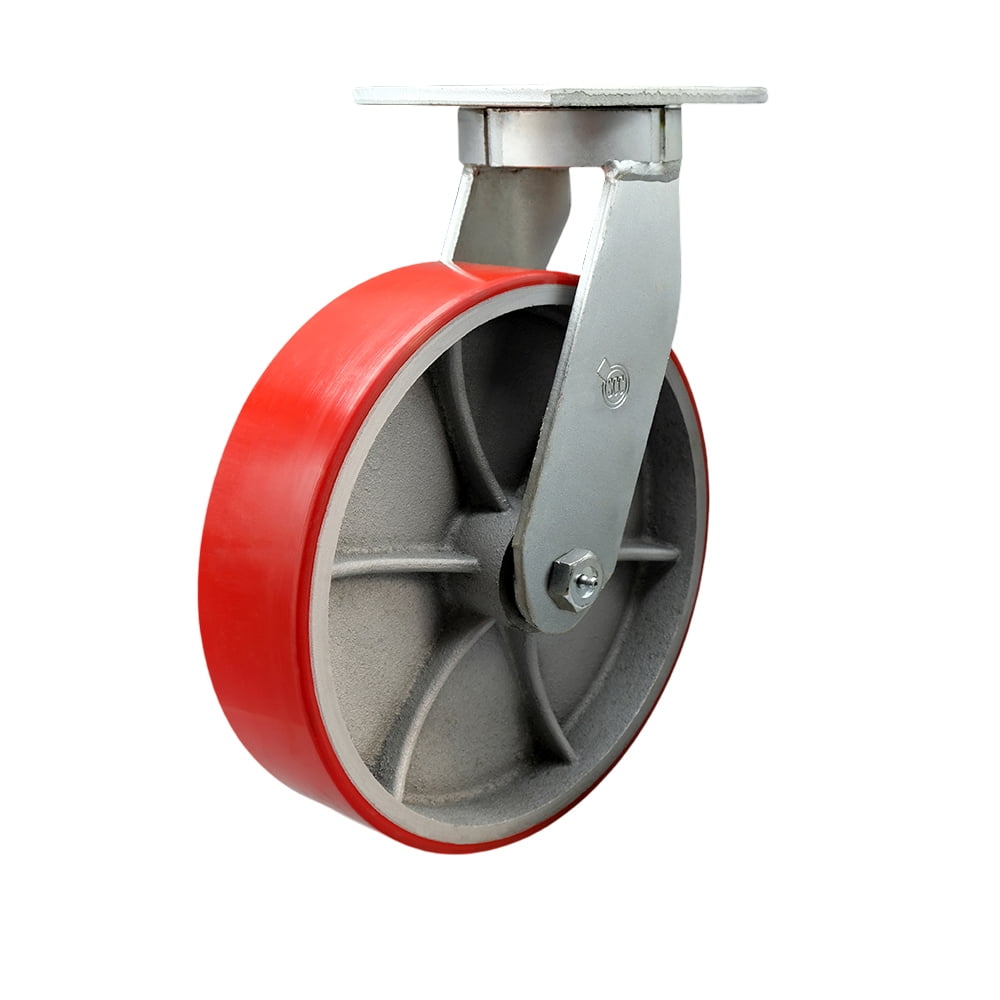 12 Inch Heavy Duty Red Poly on Cast Iron Wheel Swivel Caster with ...
