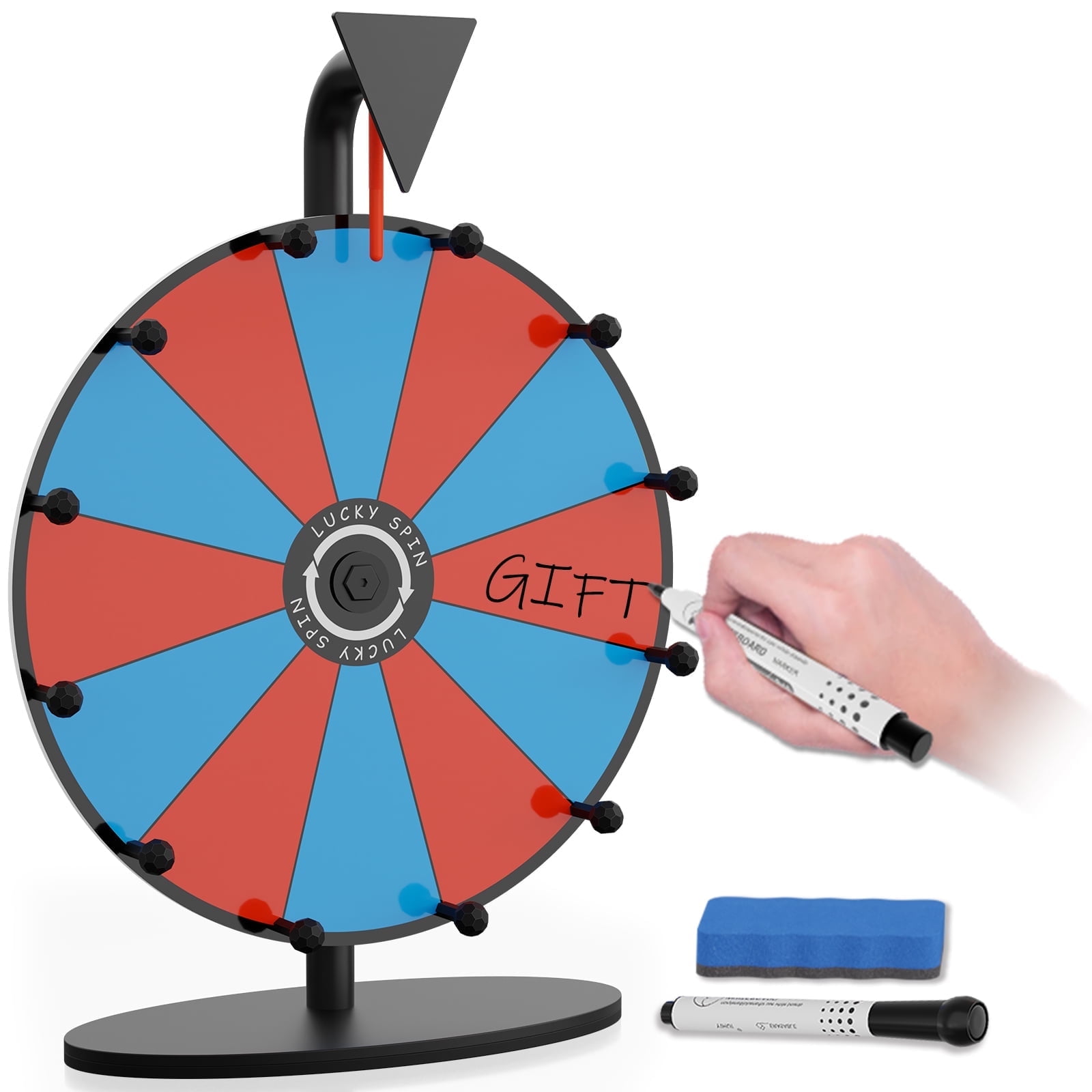 12 Inch Heavy Duty Spinning Prize Wheel with stand,10 Color Slots ...