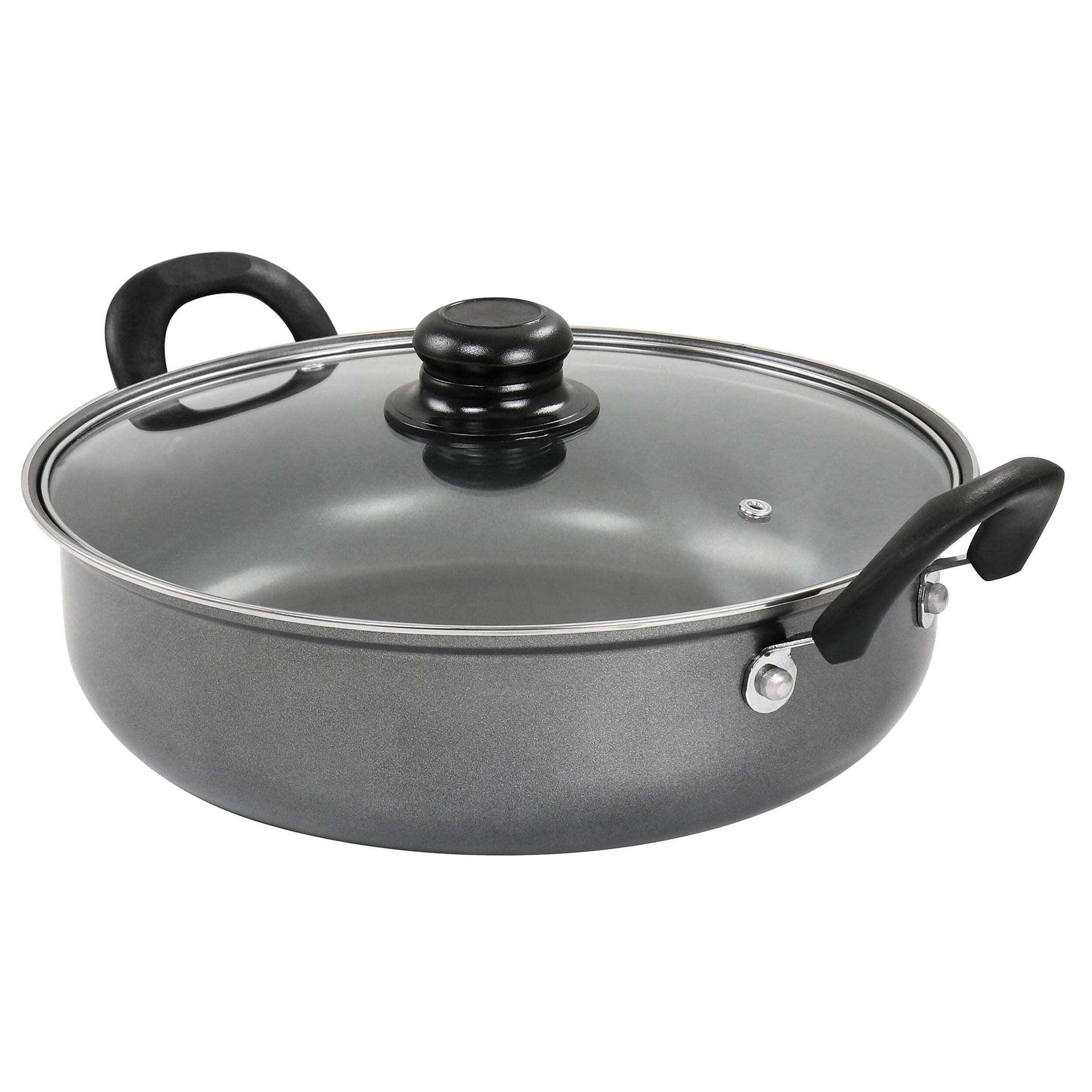 Gibson Everyday 12 Inch Nonstick Covered Highberry Pan with Lid, Deep ...