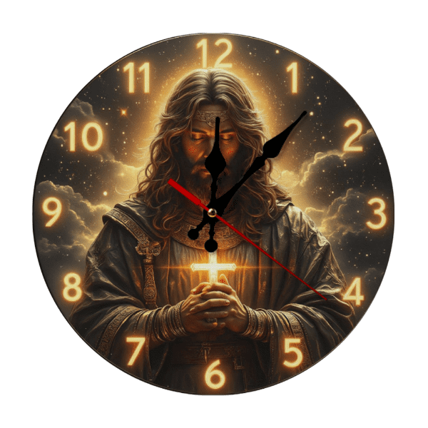 12 Inch Holy Jesus Silent Wall Clock - 2D Flat Design with Divine ...