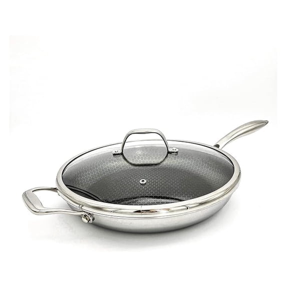 12 Inch Honeycomb Ceramic Surface Stainless Steel Frying Pan with Lid ...