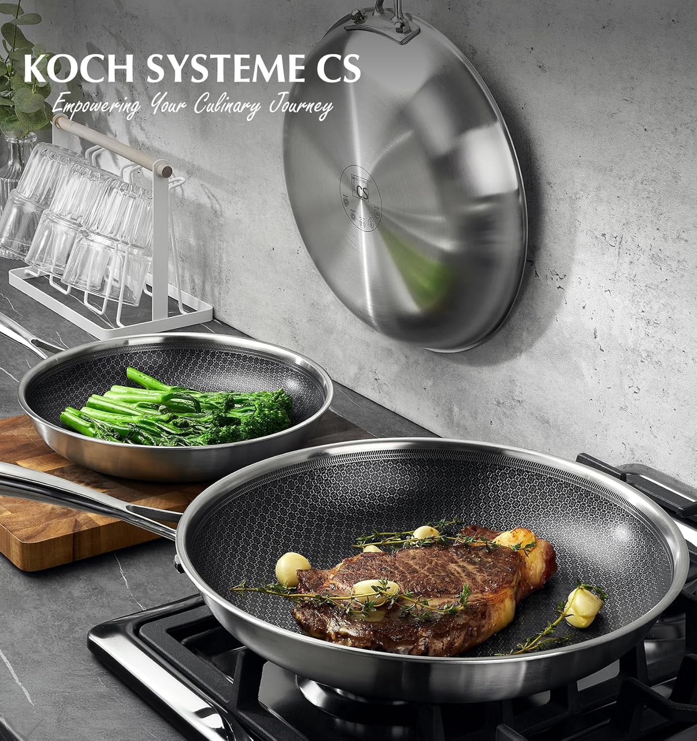 12 Inch Hybrid Nonstick Stainless Steel Pan, Triple Layer Frying ...