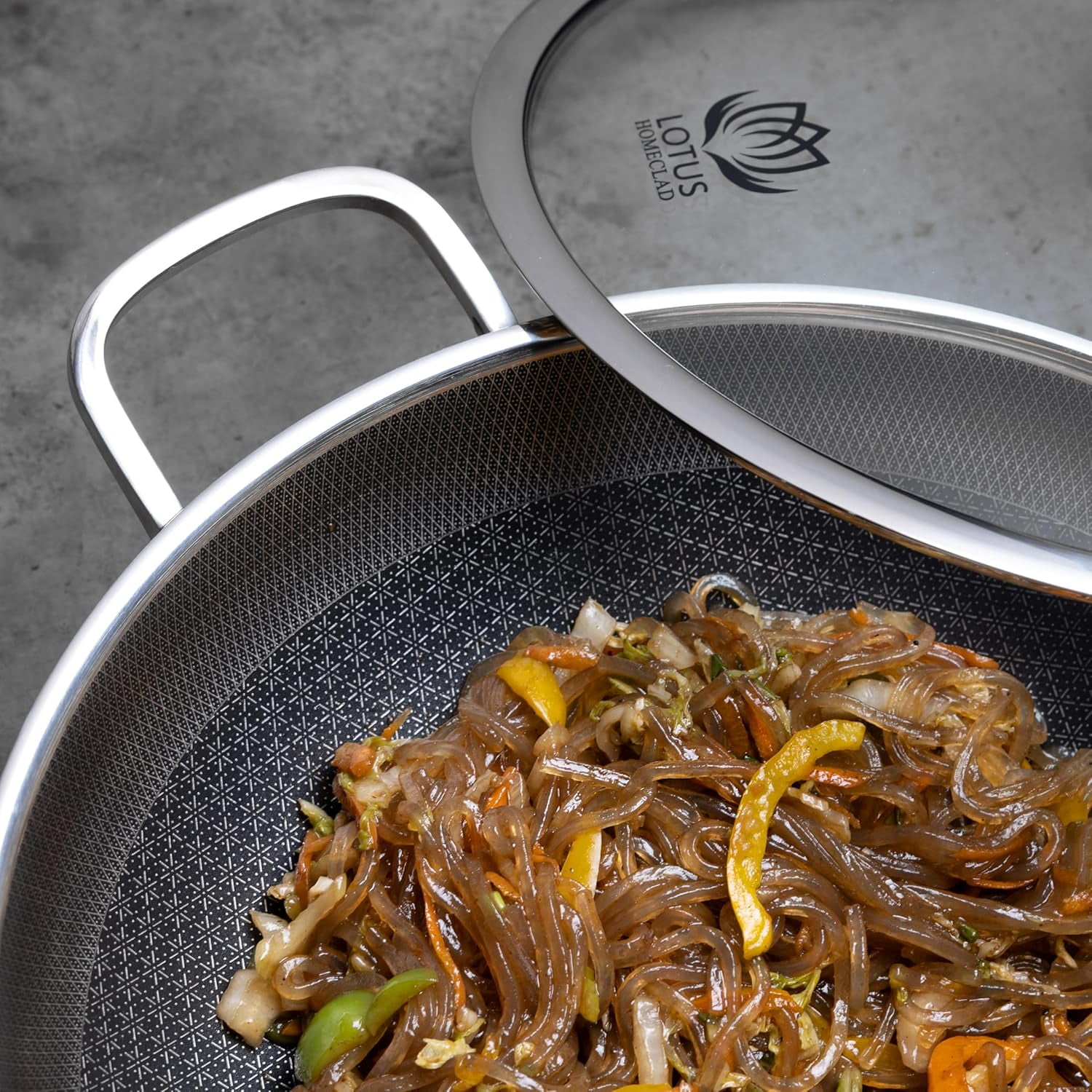 12-Inch Hybrid Wok Pan with Lid, Nonstick Stainless Steel Cookware ...