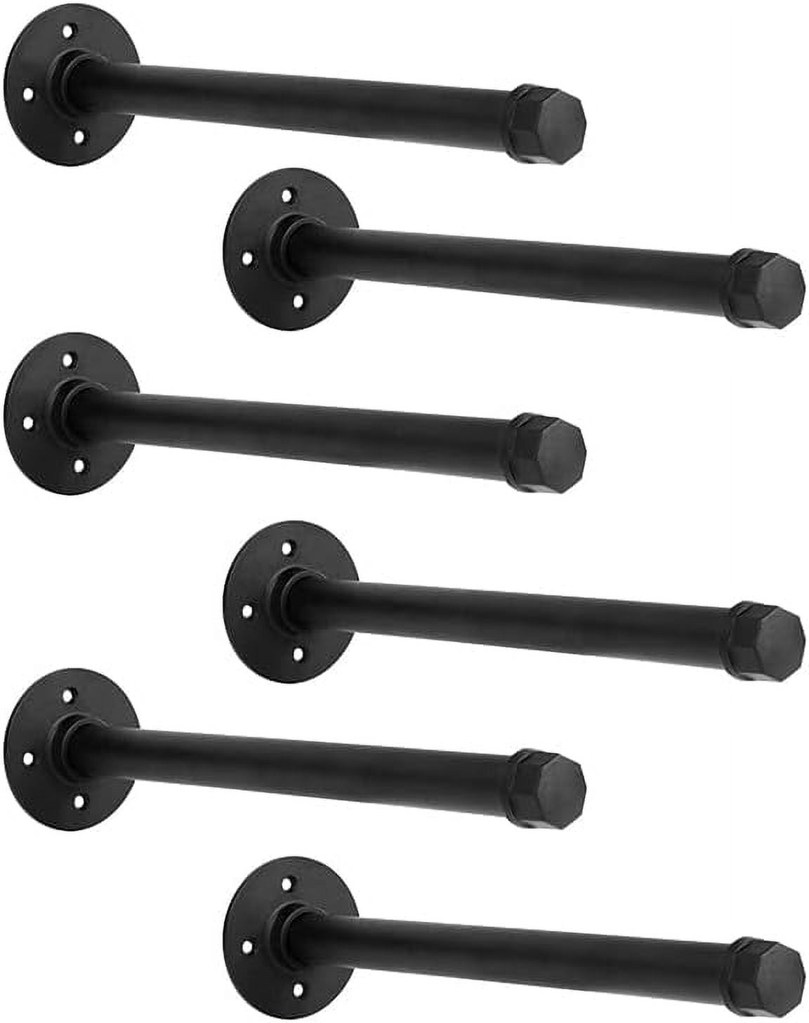 12 Inch Industrial Pipe Shelf Brackets 3/4 Set of 6 - Black Iron Rustic ...